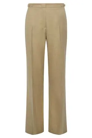 Gabriela Hearst Virgin Wool Silk Linen Flare Trousers - Hay
