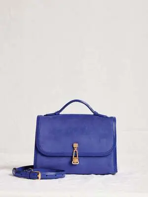 Gabriela Hearst Small Leonora Flap Bag In Suede - Cobalt