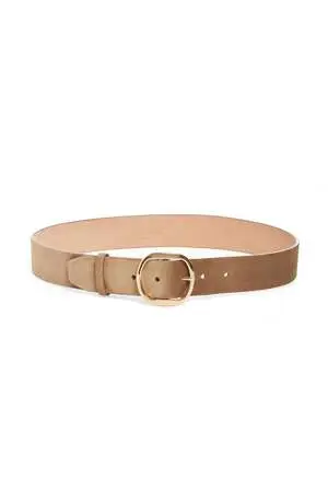 Gabriela Hearst Elster Buckle Suede Belt - Dark Sand