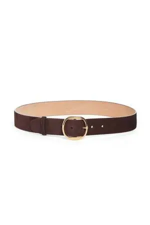 Gabriela Hearst Elster Buckle Suede Belt - Dark Brown