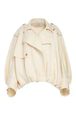 Gabriela Hearst Oversized Textured Linen Slub Trench Jacket
