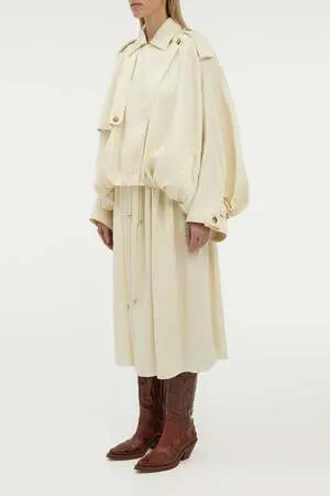 Gabriela Hearst Oversized Textured Linen Slub Trench Jacket