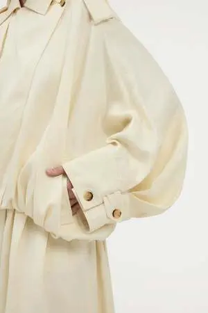 Gabriela Hearst Oversized Textured Linen Slub Trench Jacket