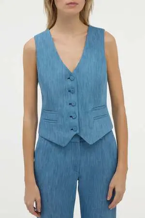 Gabriela Hearst Coleridge Denim Vest - Medium Blue