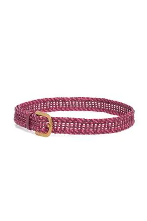 Gabriela Hearst Sam Braided Leather Belt - Fuchsia Multi