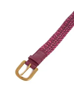 Gabriela Hearst Sam Braided Leather Belt - Fuchsia Multi