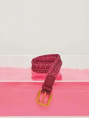 Gabriela Hearst Sam Braided Leather Belt - Fuchsia Multi