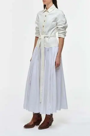 Gabriela Hearst Delyth Shirtdress In Recycled Cotton Denim & Linen