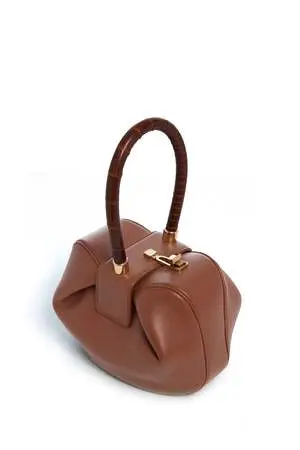 Gabriela Hearst Nina Bag In Nappa Leather With Crocodile Handle - Cognac
