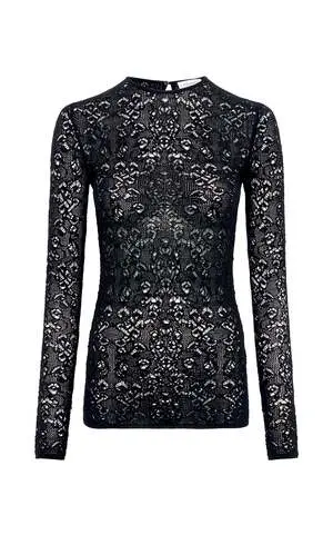 Gabriela Hearst Evander Lace Knit Crewneck - Black