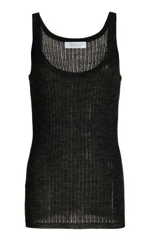 Gabriela Hearst Nevin Pointelle Knit Tank Top In Cashmere Silk - Black