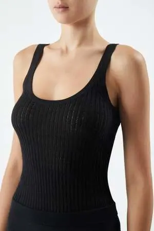 Gabriela Hearst Nevin Pointelle Knit Tank Top In Cashmere Silk - Black