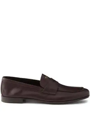 Prada Leather Loafers With Band - Brown