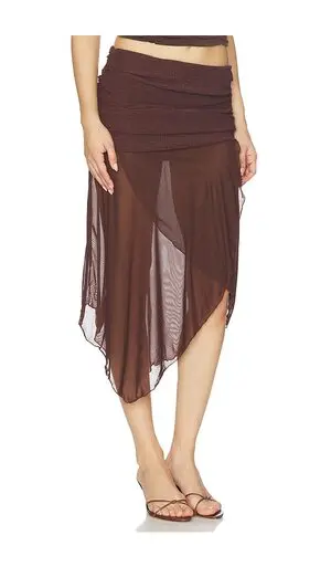 TIGER MIST Zinnia Midi Skirt - Chocolate