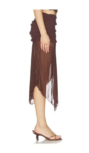 TIGER MIST Zinnia Midi Skirt - Chocolate