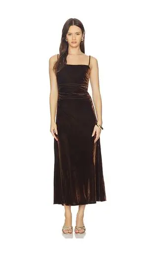 Astr The Label Valery Velvet Midi Dress - Brown