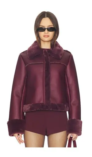 Superdown Sasha Faux Leather Jacket - Oxblood