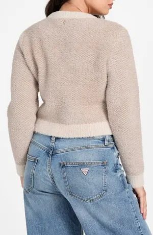 Guess Bow Jacquard Crop Sweater