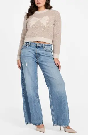 Guess Bow Jacquard Crop Sweater