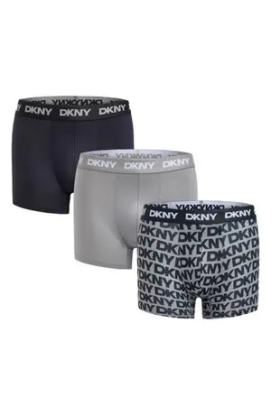 Dkny 3-pack Soft Touch Boxer Briefs - Black/light Grey/logo Print