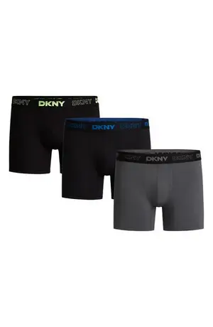 Dkny 3-pack Eco Active Boxer Briefs - Jet Black/lime Punch/grey