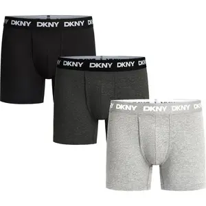 Dkny 3-pack Stretch Cotton Boxer Briefs - Black/charcoal/grey Heather