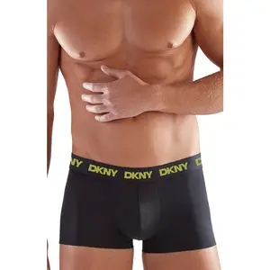 Dkny 3-pack Ultralight Microfiber Mesh Trunks - Black Lime/jet/blackjet