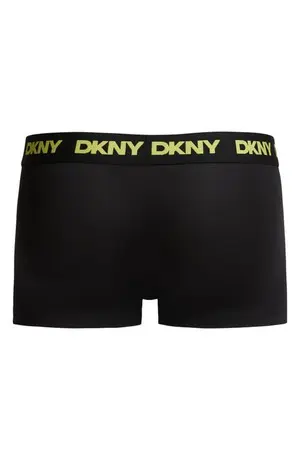 Dkny 3-pack Ultralight Microfiber Mesh Trunks - Black Lime/jet/blackjet