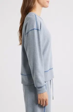 CITY BLUES Contrast Stitch Waffle Knit Sweatshirt