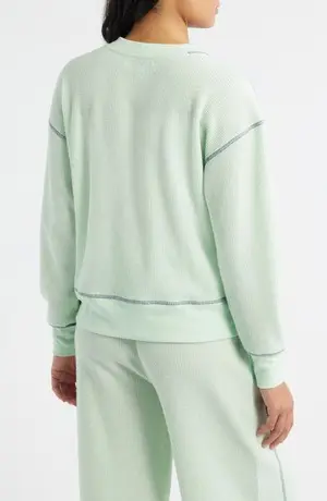 CITY BLUES Contrast Stitch Waffle Knit Sweatshirt