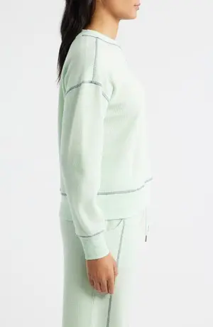 CITY BLUES Contrast Stitch Waffle Knit Sweatshirt