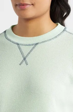 CITY BLUES Contrast Stitch Waffle Knit Sweatshirt