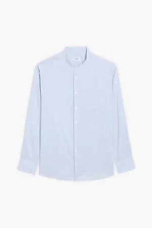 Dunhill Striped Silk And Cottonblend Shirt - Light Blue
