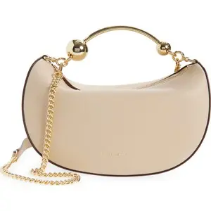 Strathberry Mini Crescent Moon Leather Shoulder Bag Oat