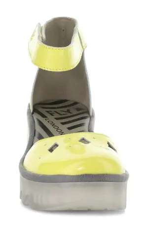 Fly London Boij Ankle Strap Platform Wedge Pumps - Lemon