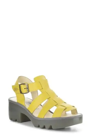 Fly London Terf Lug Sole Sandal - Yellow