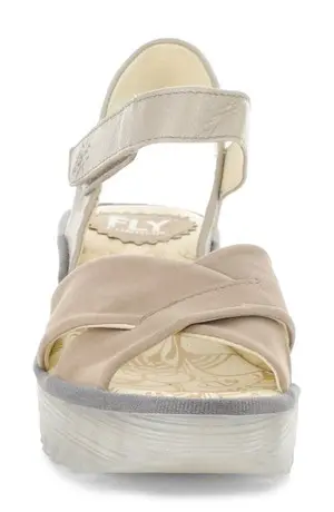 Fly London Yorg Platform Wedge Sandals - Taupe