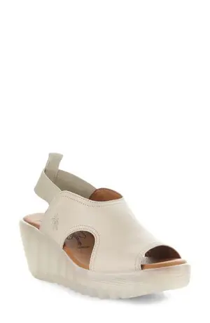 Fly London Liku Slingback Platform Wedge Sandal - Taupe