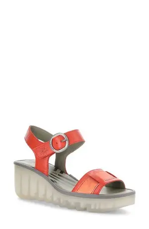Fly London Beik Platform Wedge Sandal - 002 Red