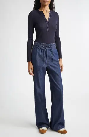 Veronica Beard Drexler Knit Henley Top