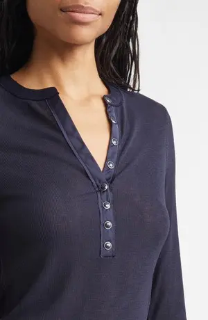 Veronica Beard Drexler Knit Henley Top