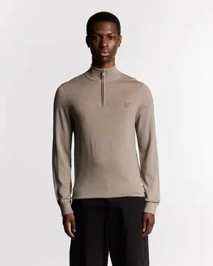 LYLE & SCOTT Merino Quarter Zip Sweater - Cinder