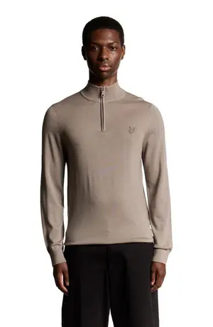 LYLE & SCOTT Merino Quarter Zip Sweater - Cinder