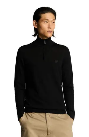 LYLE & SCOTT Merino Quarter Zip Sweater - Jet Black