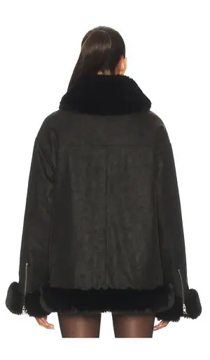 LOVERS AND FRIENDS Helly Faux Leather Jacket With Faux Fur Trim