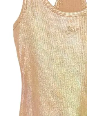Karl Lagerfeld Logo-embroidered Coated Tank Top - Gold