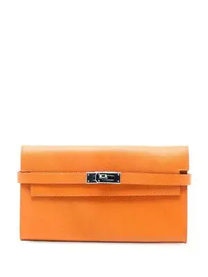 Hermès 2000-2014 Epsom Kelly Trifold Wallet Long Wallets - Orange