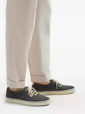 Brunello Cucinelli Reversed Calfskin Lace-up Sneakers - Grey