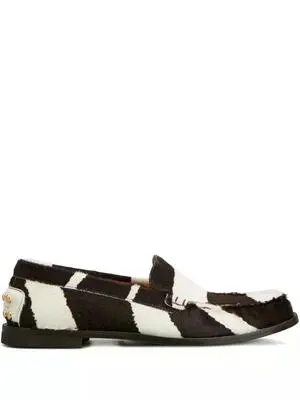 TOD'S Striped Studded Loafers - Brown