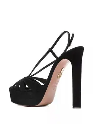 AQUAZZURA Aimée Suede Sandals - Black